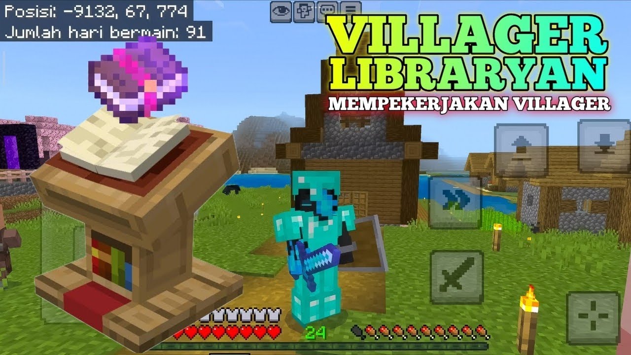Minecraft survival - enchanted book villager libraryan - YouTube