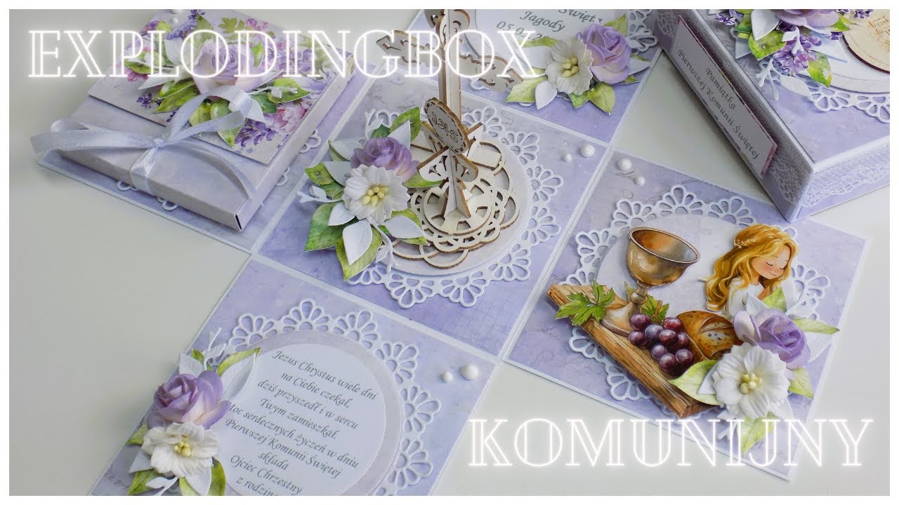 Exploding box komunijny/Spring Purple/ScrapAndMe/TUTORIAL - scrapbooking!!! - YouTube