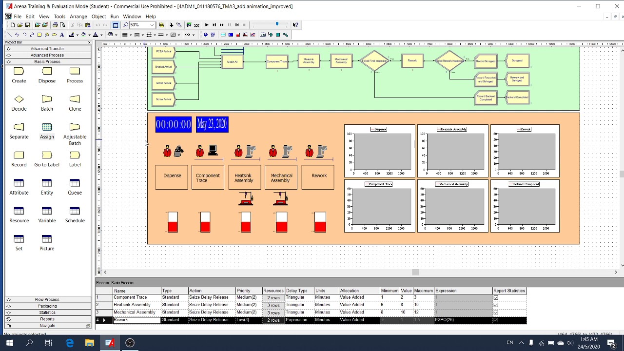 Arena Simulation Model - Backend Assembly Line (Improved) - YouTube
