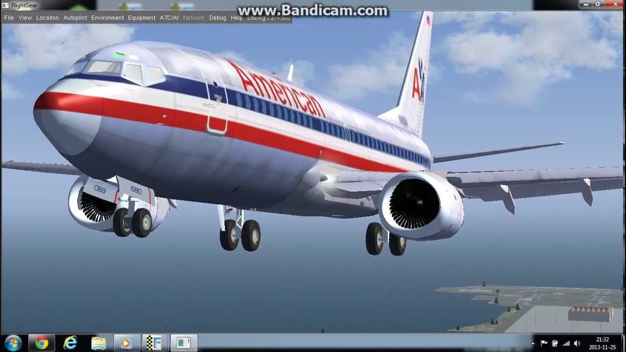 FlightGear; Startowanie 737-300 - YouTube
