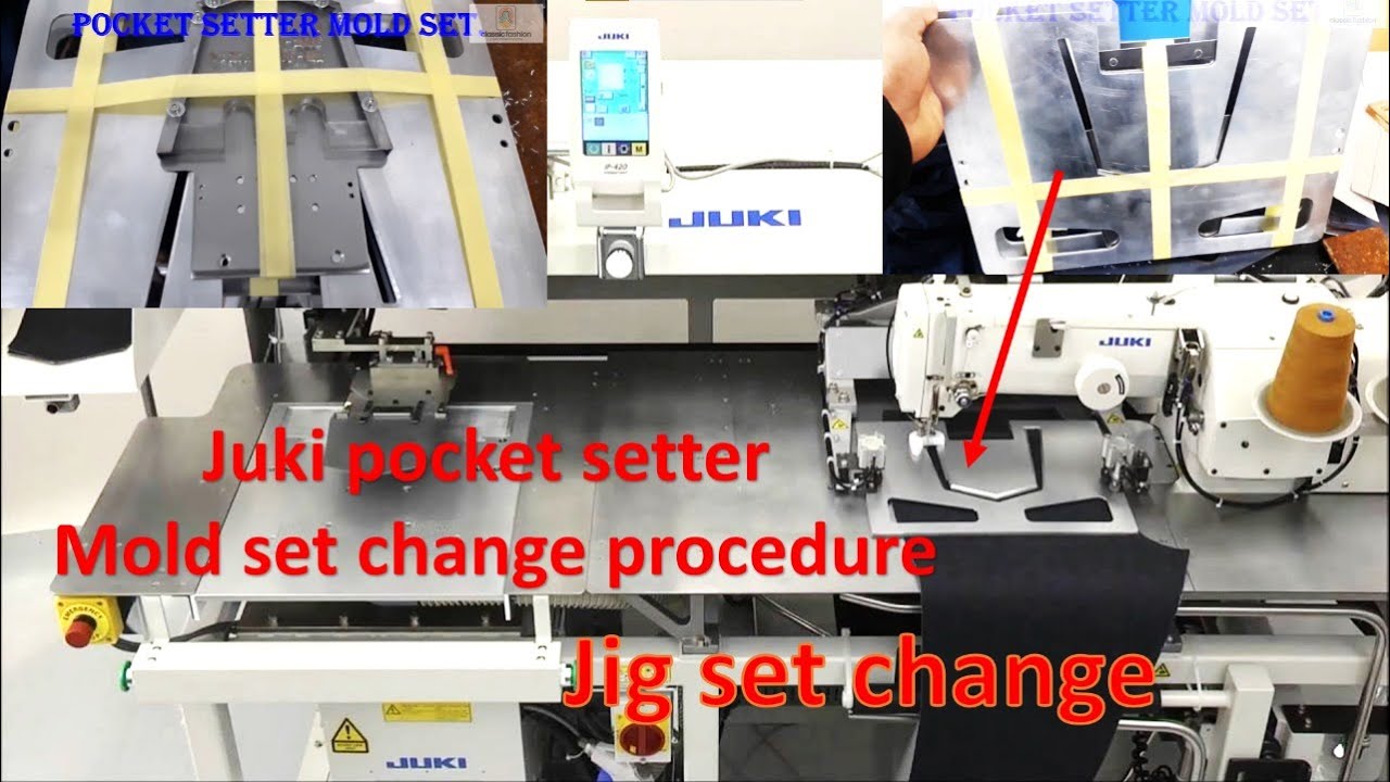 Juki pocket setter mold set changing procedure - YouTube