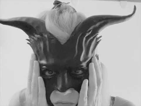 Maskelle Masks Black Goat Mask Try On Video with Blonde Girl and Scary Soundtrack