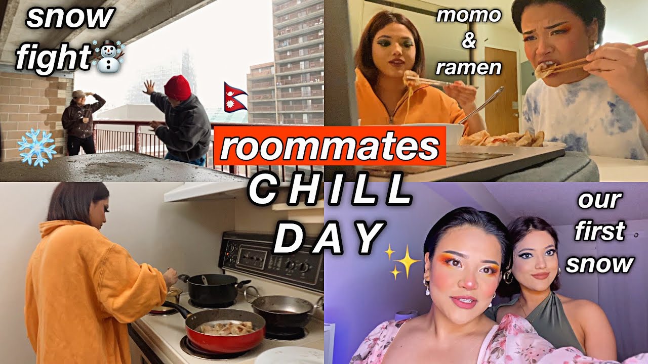 chill day with your favourite Nepali roommates ️🇳🇵 *our first snow ...
