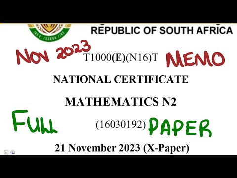 Mathematics N2 NOVEMBER 2023 MEMO FULL PAPER @mathszoneafricanmotives ...