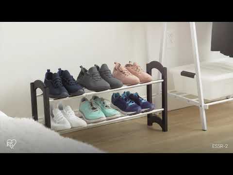IRIS USA Stackable + Extendable Shoe Rack (ESSR-2) - YouTube