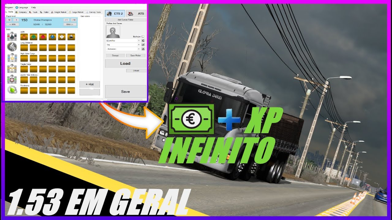TUTORIAL de COMO COLOCAR DINHEIRO e EXP INFINITO (EURO TRUCK SIMULATOR ...