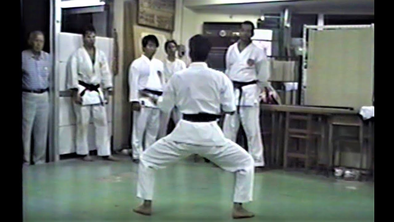 Naha City, Okinawa,1990, Sensei Meitetsu Yagi leads foreign students in ...