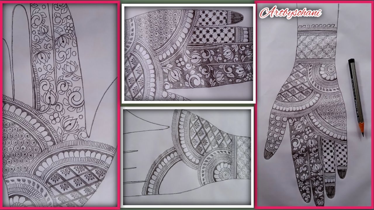 Mehndi Designs Simple Full Hand Easy || Pencil Mehndi Designs Full Hand ...