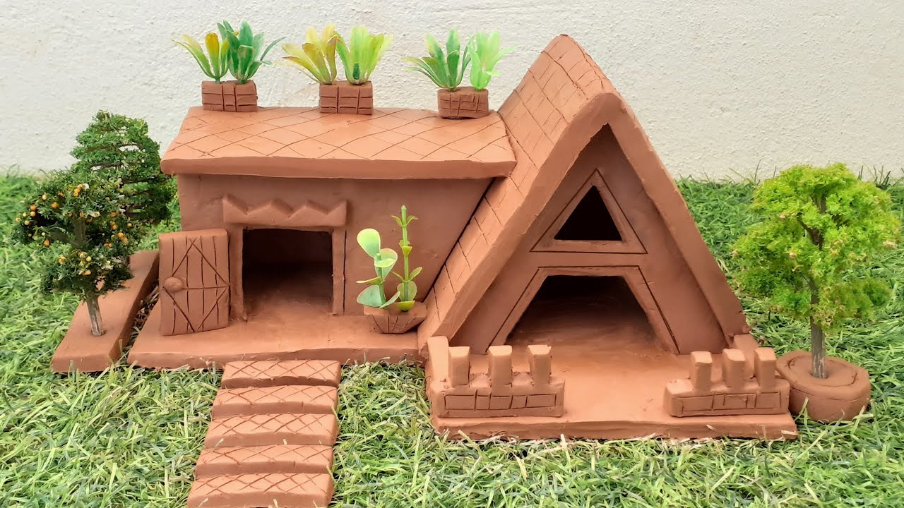 DIY How to make miniature Village House || 2 unique clay house ...