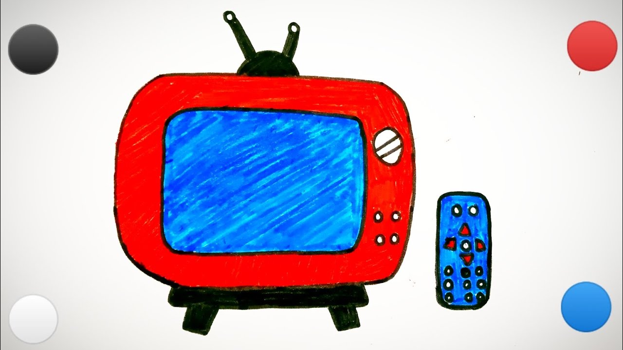 How to draw a tv in easy way|tv drawing and coloring|easy drawing for ...