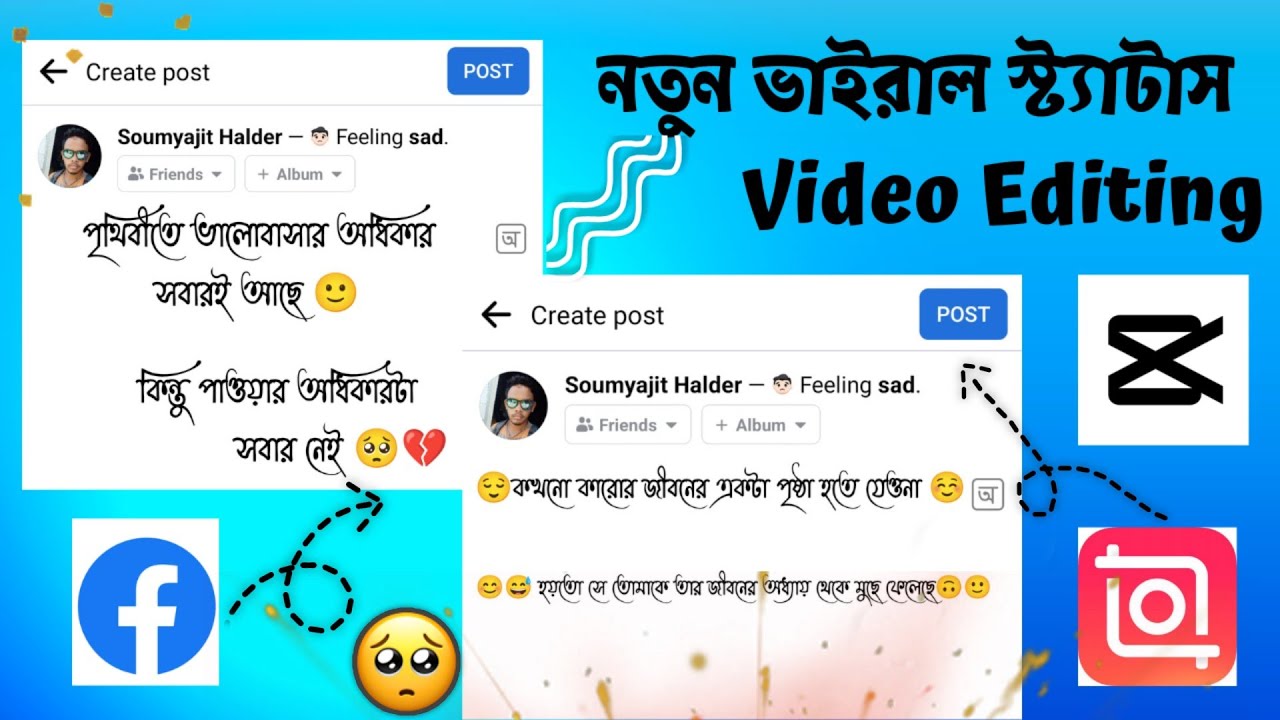New Viral Facebook Post Status Video Editing In Inshot Video Editor ...