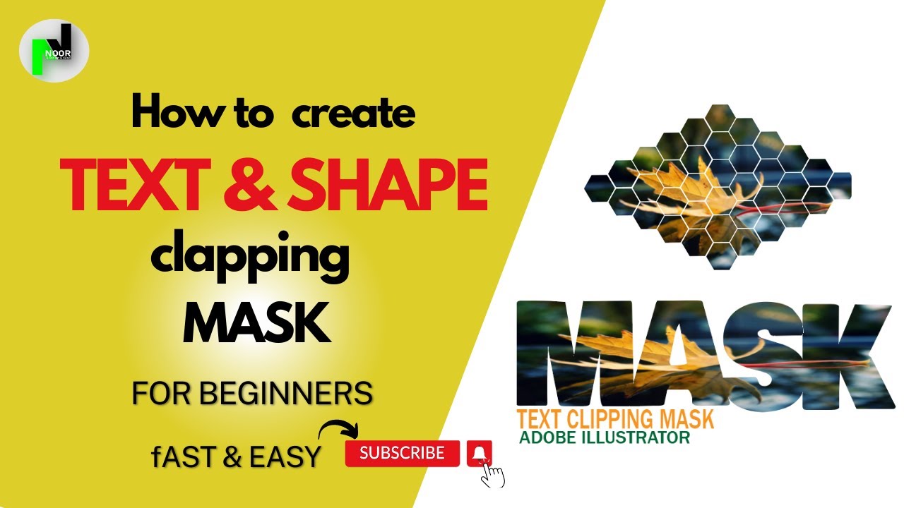 How to create text & shape clipping mask | Adobe Illustrator (fast ...
