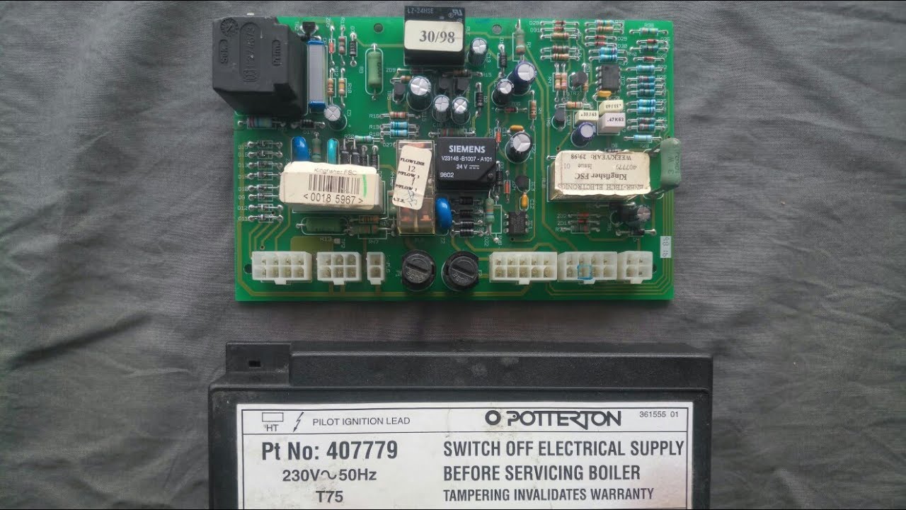 Potterton T75 gas boiler control unit part number 407779 - YouTube