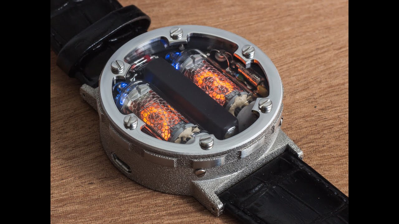 Nixie 2-tube watch d=47mm, 3D accelerometer and RGB backlight - YouTube