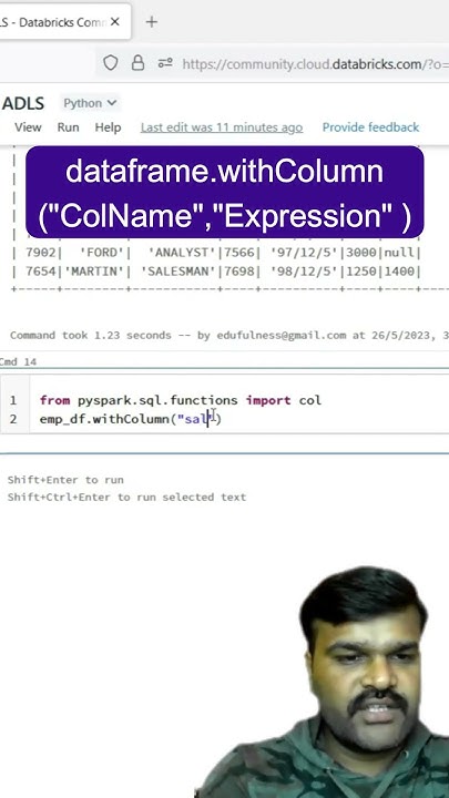 Update column or create new column #pyspark #databricks #python #azure #datascience - YouTube
