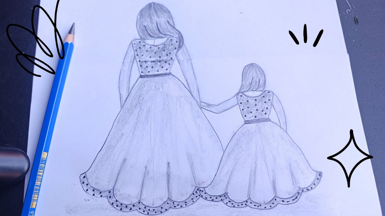 How to draw a mother and daughter // Pencil sketch for beginners / Art ...