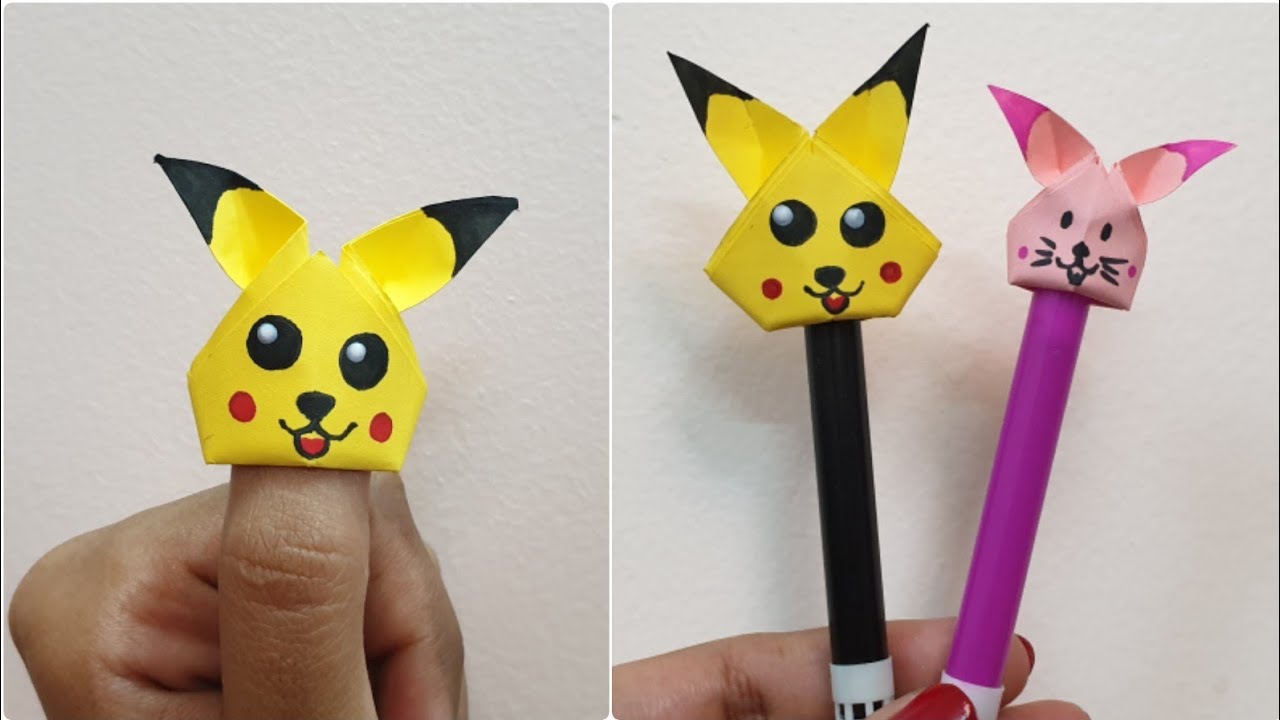 Origami Pikachu Pencil Topper | Easy Paper Crafts | Back to school DIY ...