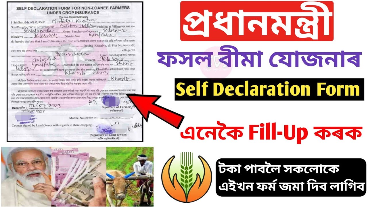 Pradhan Mantri Fasal Bima Yojana Self Declaration Form Fill-Up in Assam ...