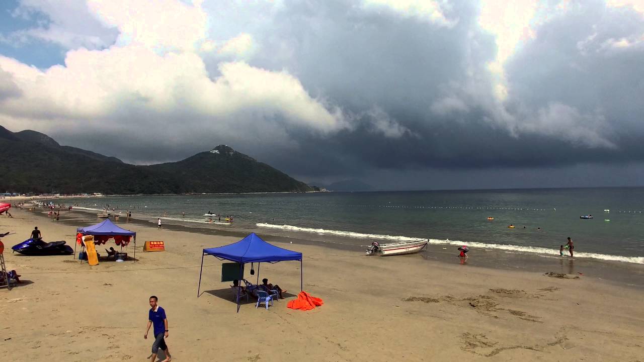 Drone flying above Xichong Beach, Shenzhen, China - YouTube