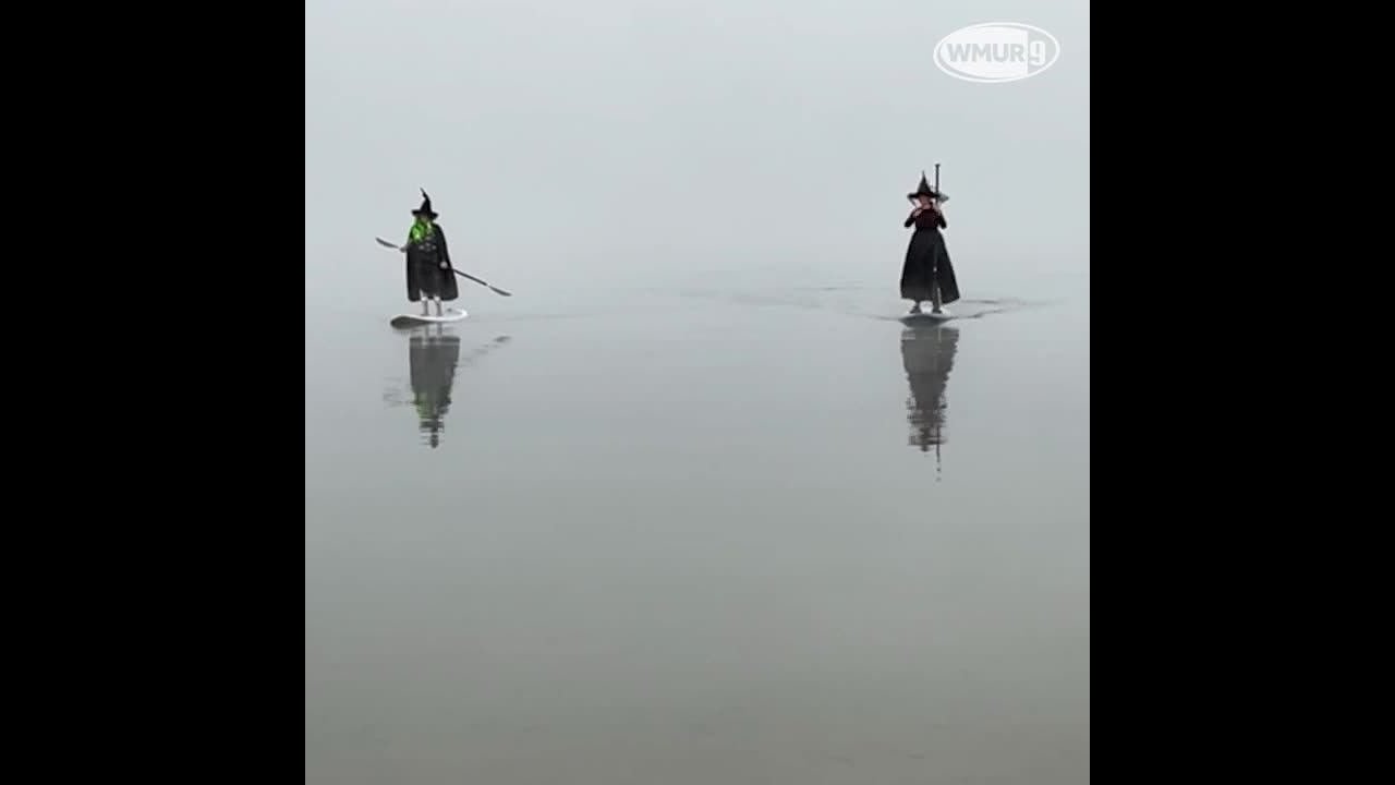 Video: Witches float on foggy New Hampshire Lake - YouTube