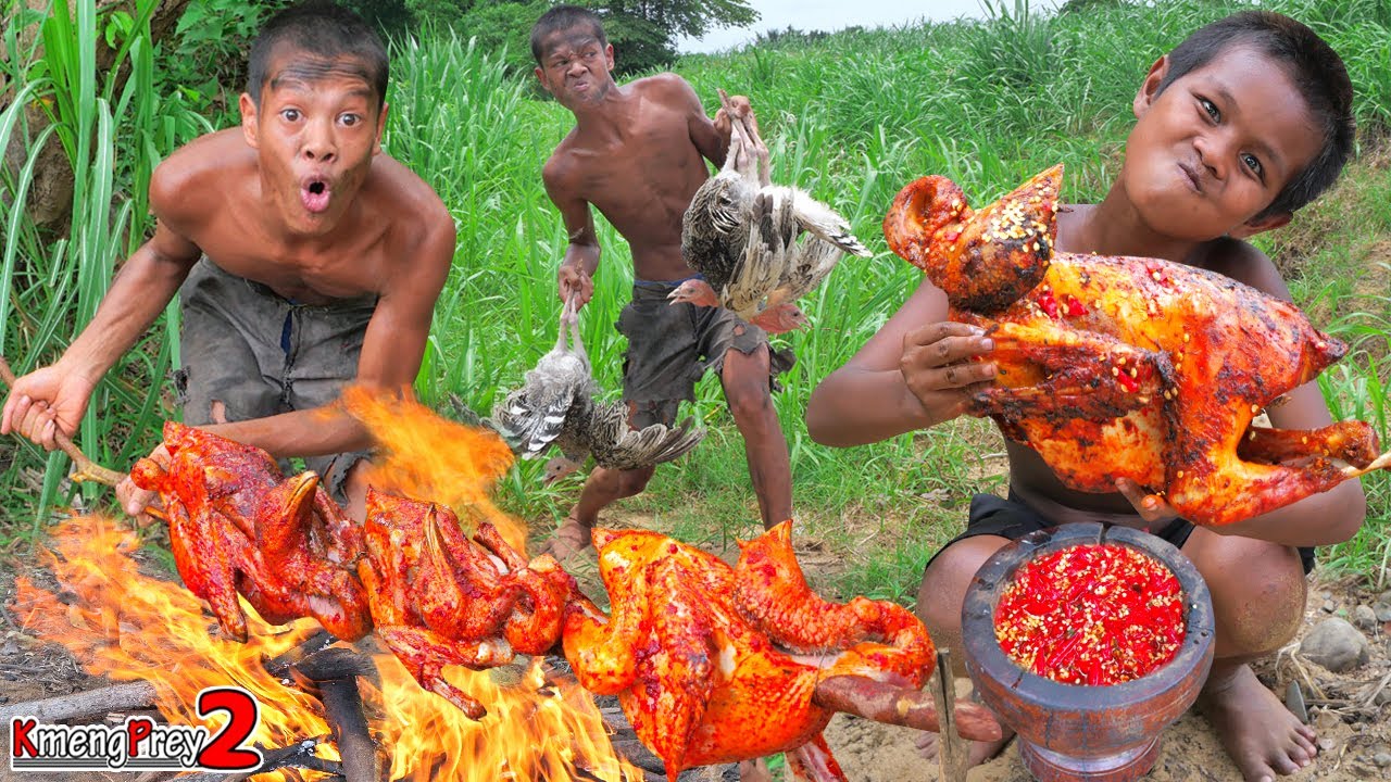 primitive technoLogy- coocKing Cicken turkeying -eating delicious - YouTube