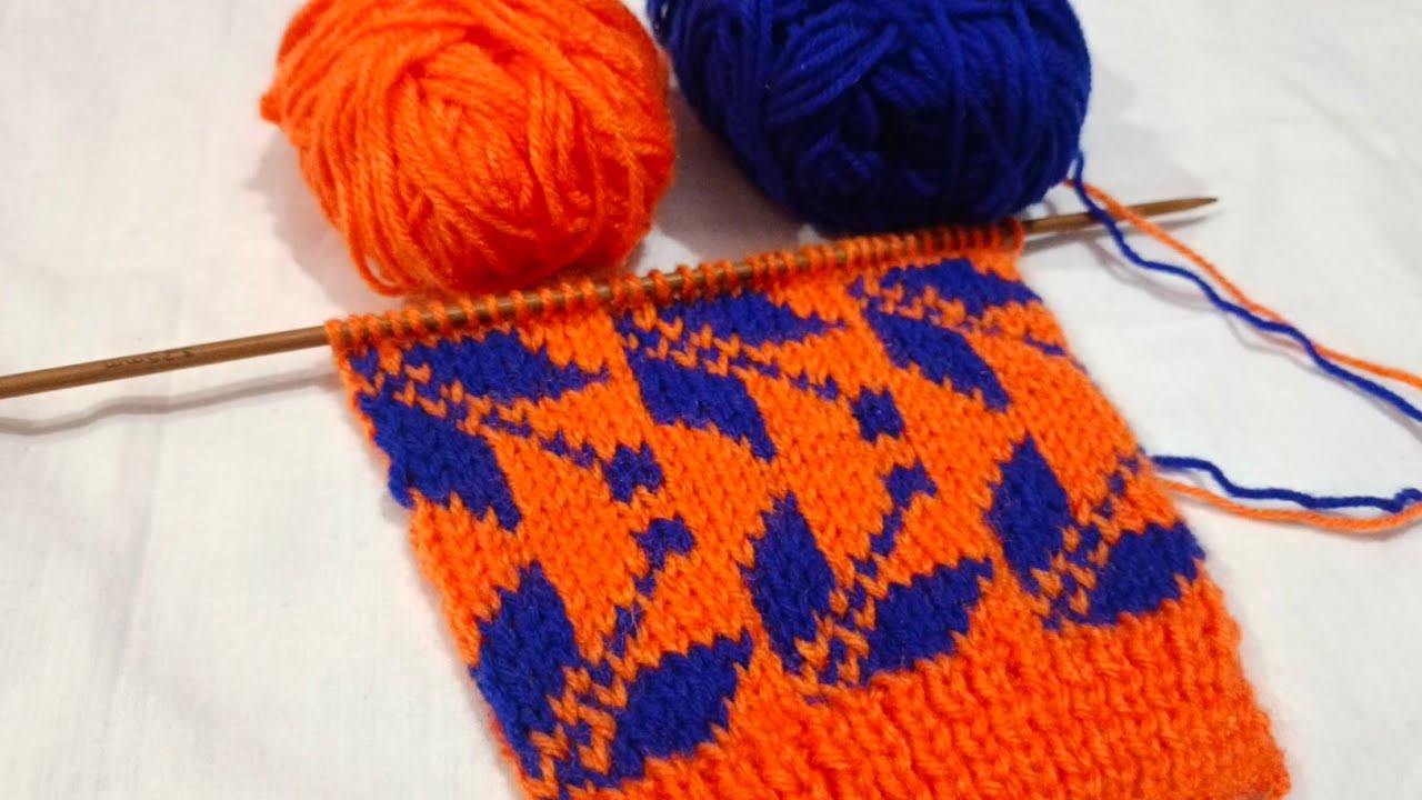 knitting graph pattern #74 | Two colour design for sweater - YouTube