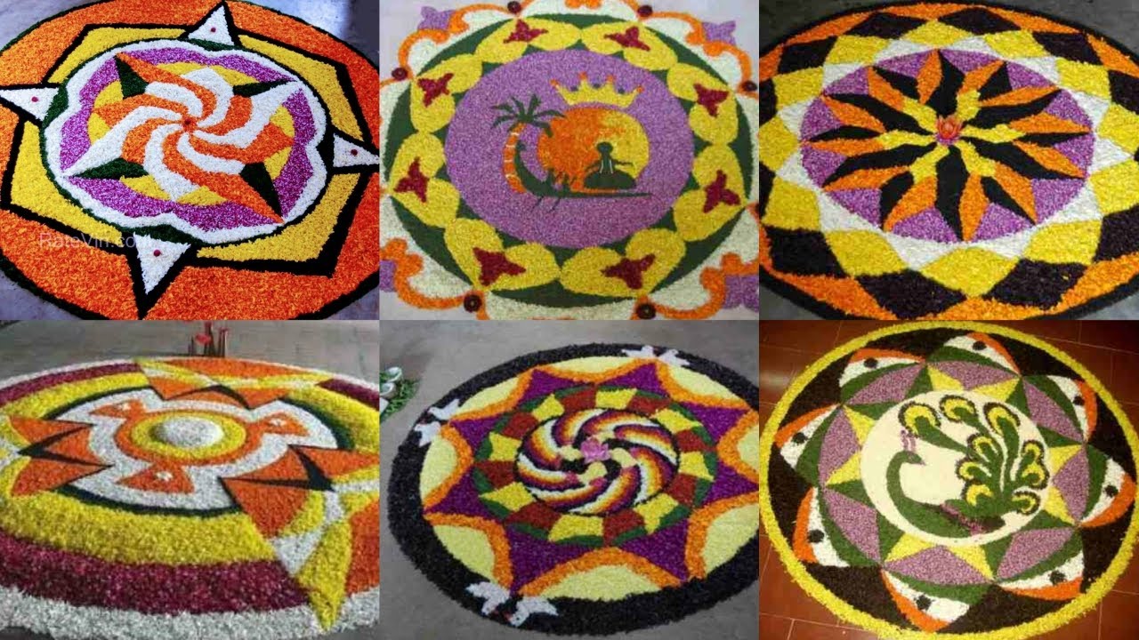 Latest Onam pookalam designs 2020| simple Athapookalam | Beautiful ...