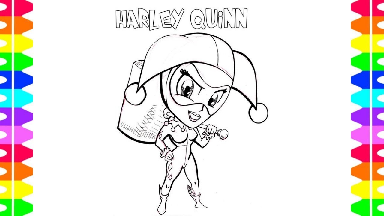 How to Draw and Color Harley Quinn l Drawing Video Harley Quinn Fun Art ...