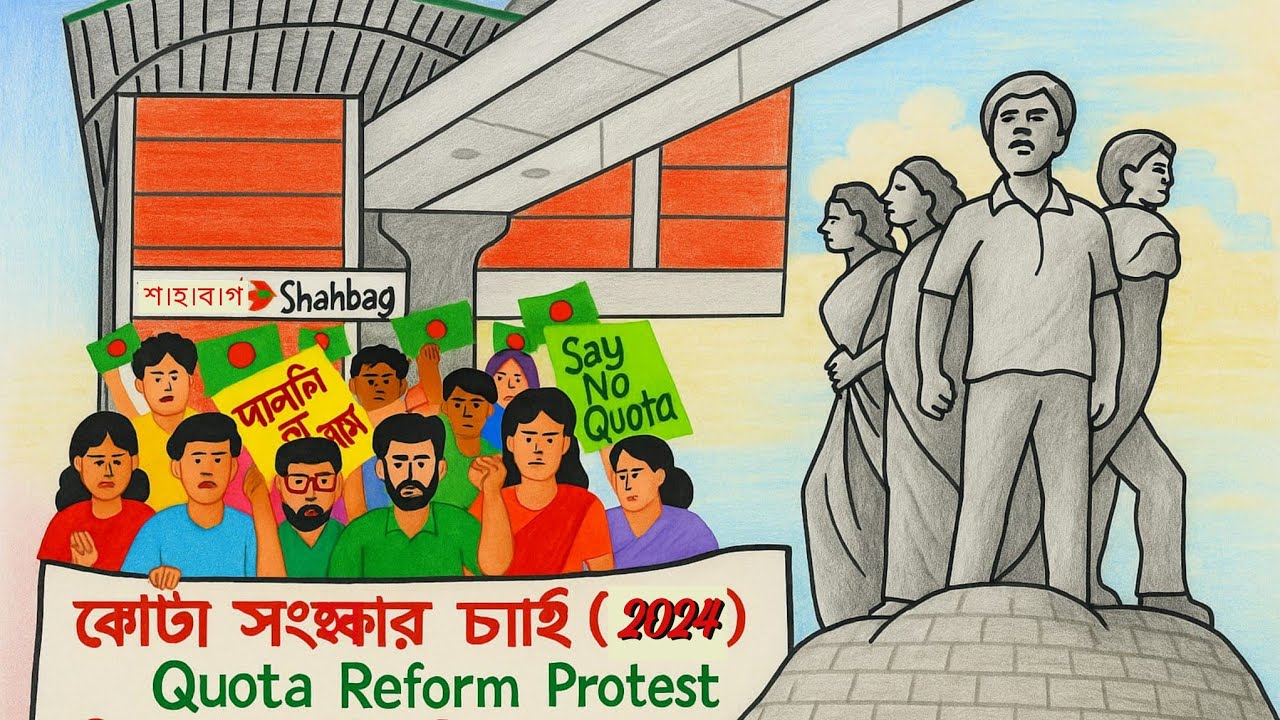 কোটা আন্দোলনের ছবি আঁকা||Quota andolon drawing,Quota reform protest ...