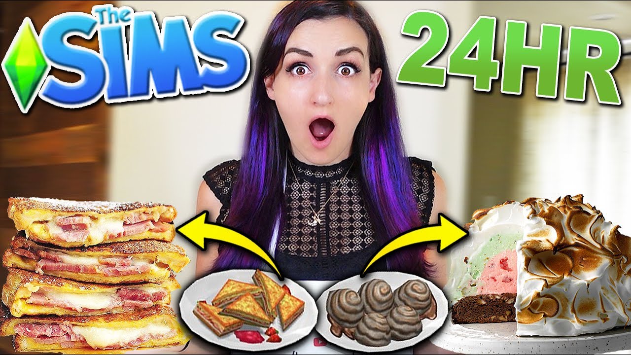 24 HOURS Eating Like A Sim (Gourmet) - YouTube