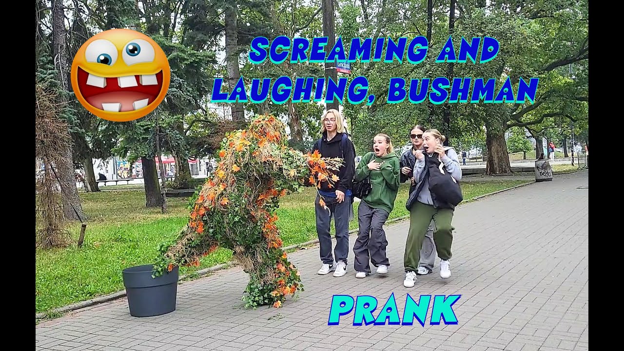 SCREAMING AND LAUGHING, BUSHMAN IN WARSAW POLAND - PRANK - YouTube