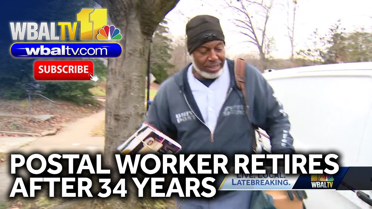 Postal service worker retires after 34 years - YouTube