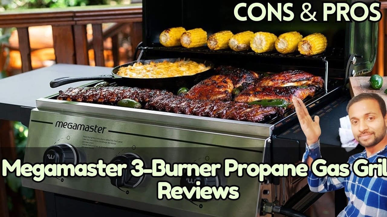 Megamaster 3 Burner Propane Gas Grill with Folding Side Tables Reviews ...