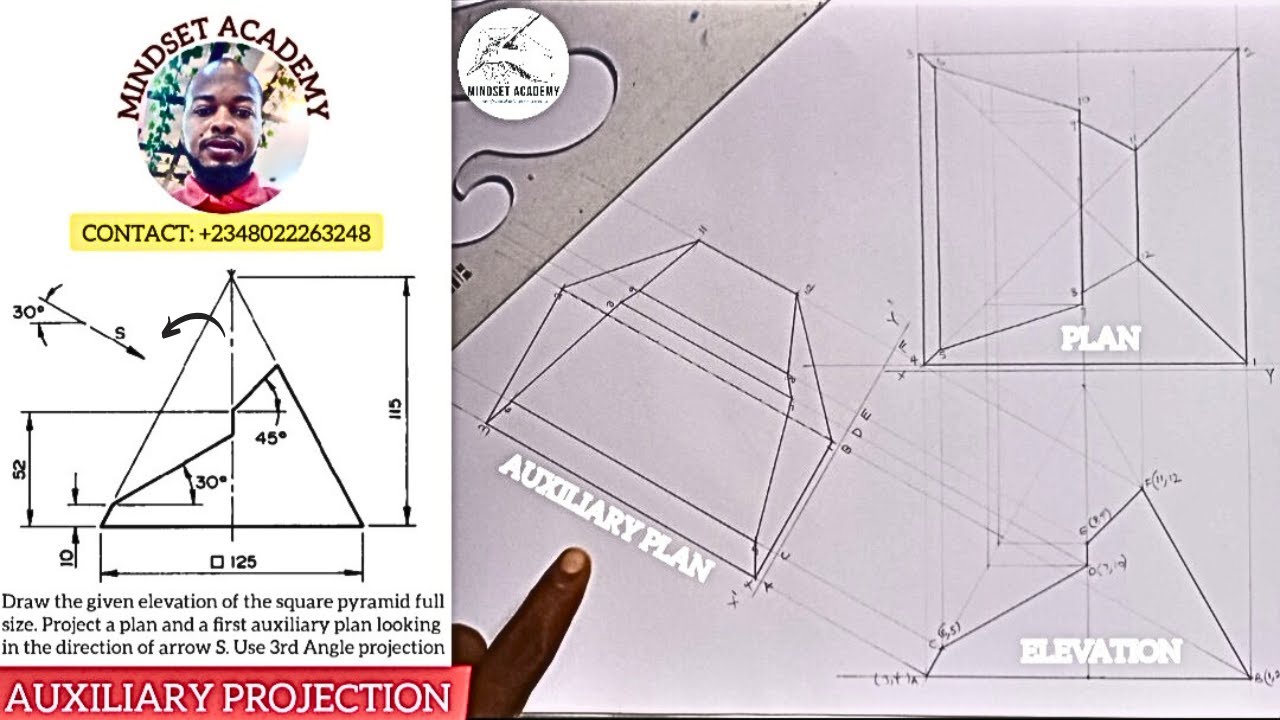 FIRST AUXILIARY PLAN: Truncated Square Pyramid In Auxiliary Projection ...