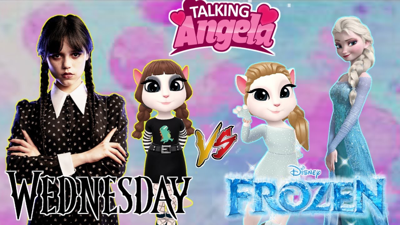 FROZEN QUEEN ELSA VS WEDNESDAY TRANSFORMATION / Talking Angela 2 - YouTube