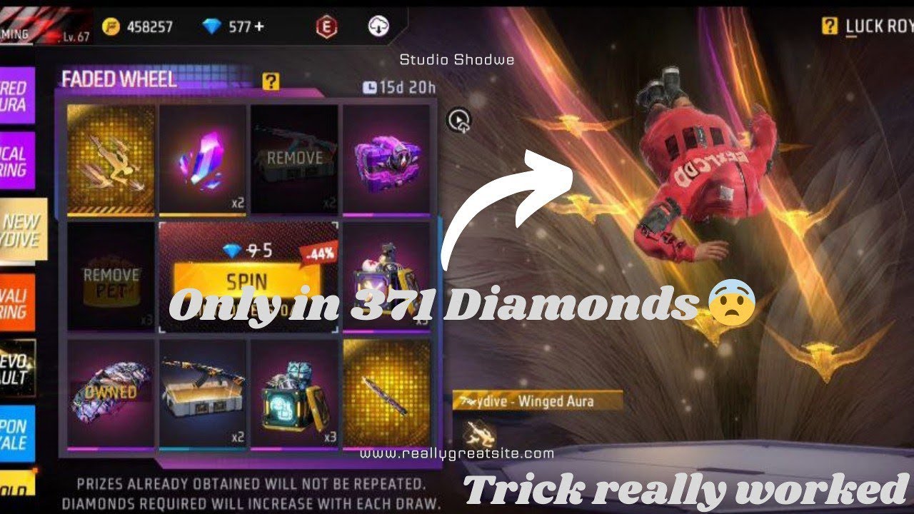 The legendary Skydive Aura only in 371 diamonds | Trick really worked ...