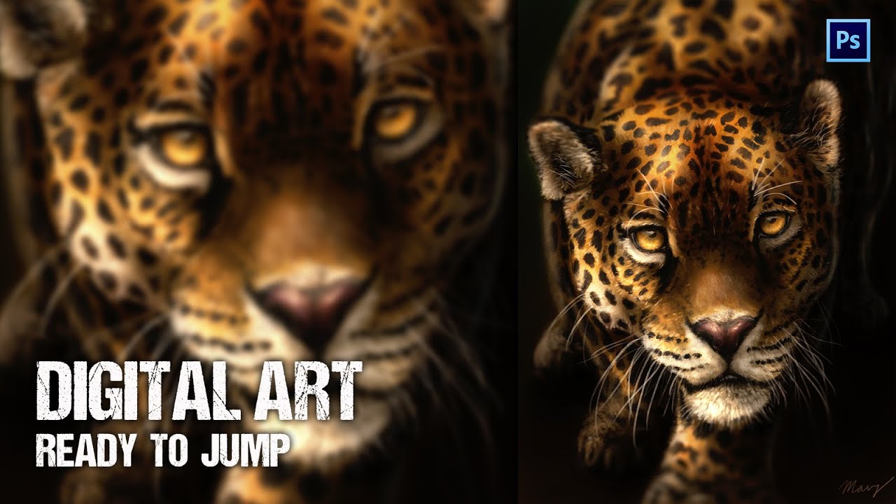 Sneaking Leopard - Digital Painting Process in Adobe Photoshop - YouTube