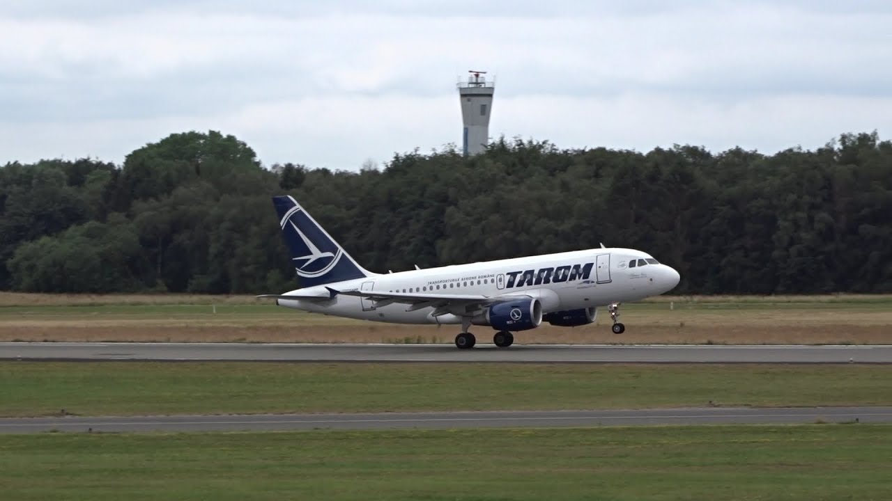 Airbus' smallest airplane! Tarom Airbus A318-100 takeoff at Hamburg ...