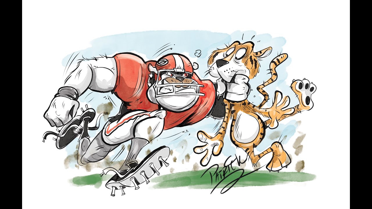 This is my drawing process! Watch me create a UGA cartoon! #uga - YouTube