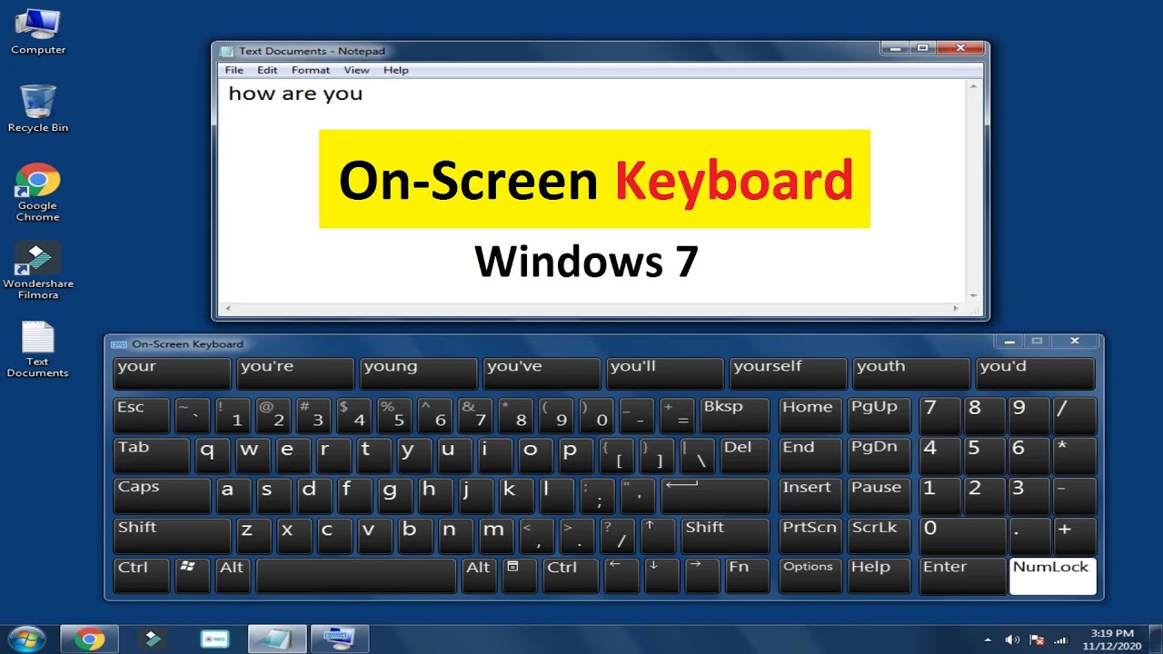 On Screen Keyboard In Windows 7 | Computer Me Keyboard Kaise Laye ...