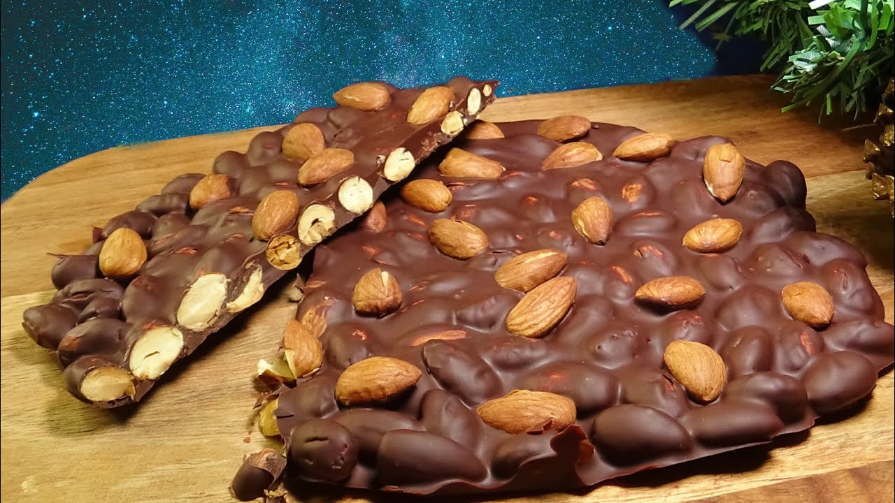 Healthy Almond Snack / 2 Ingredients / Dark Chocolate Bark - YouTube