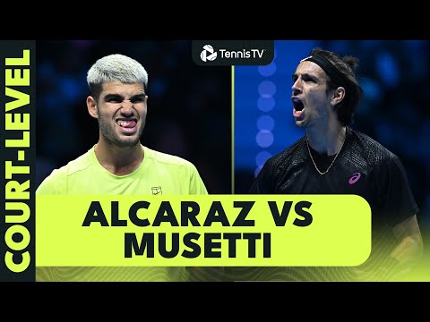 Carlos Alcaraz vs Lorenzo Musetti Court-Level Highlights 😍 | Nitto ATP Finals 2025