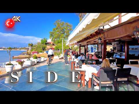 SIDE Antalya 📍 Old Town Walking tour 4K TÜRKIYE Ambient Sound #turkey #side