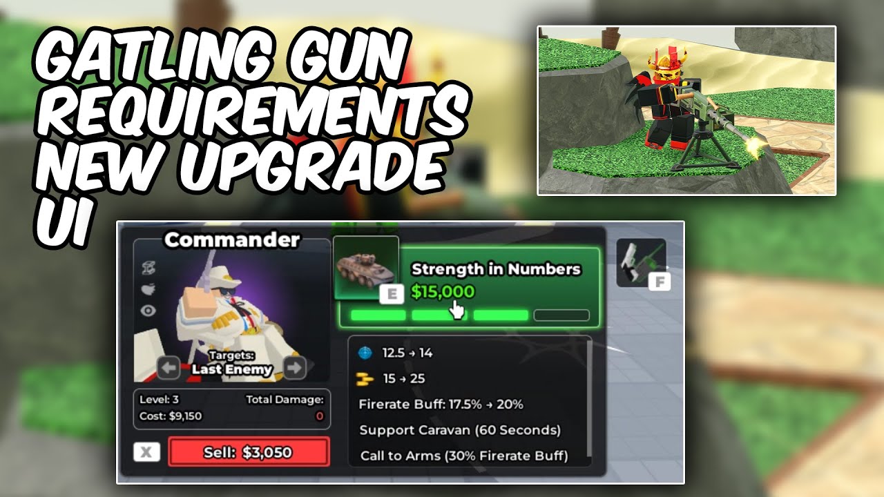 UPDATE TODAY! - GATLING GUN REQUIREMENTS, NEW UI & MORE! | Tower ...