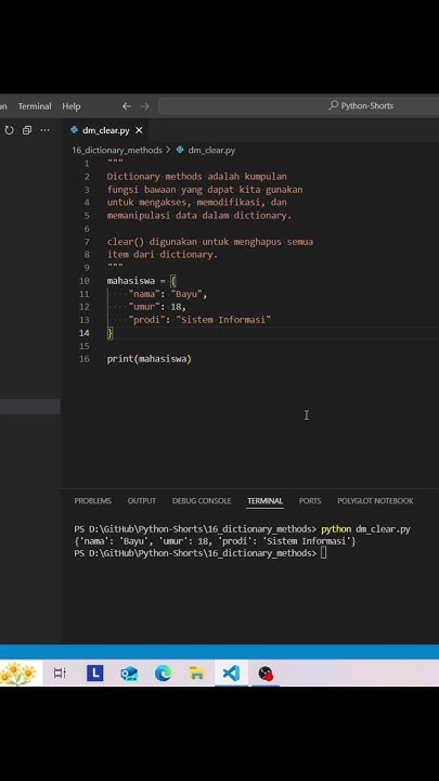 Dictionary Methods Clear Di Python Dreaviam Coding Programming Python Youtube