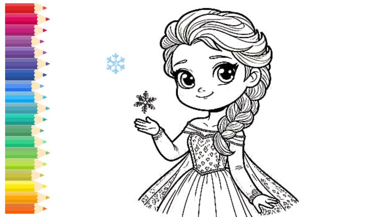 Frozen ⛄👸 Cute Baby Elsa Drawing And Colouring For Kids || Disney ...