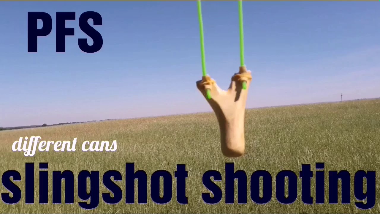 PFS slingshot shooting different cans - YouTube