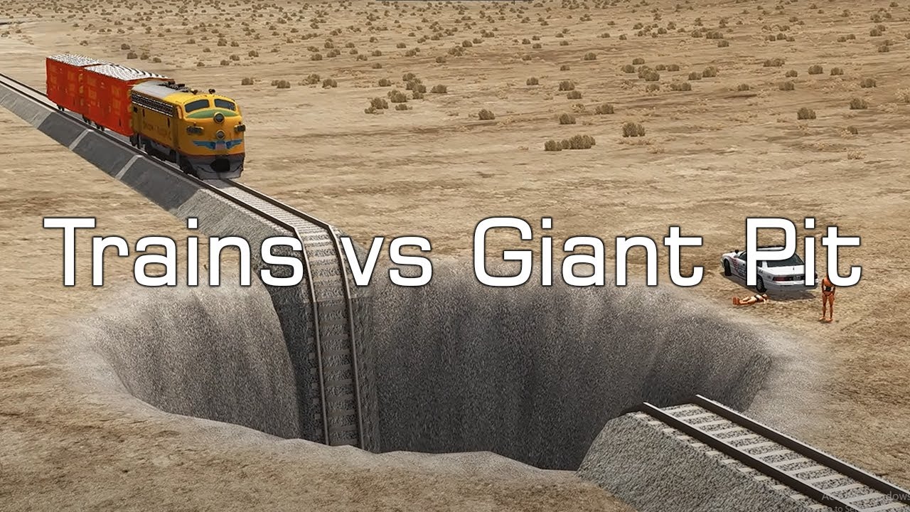 BeamNG.Drive - Trains vs Giant Pit - YouTube