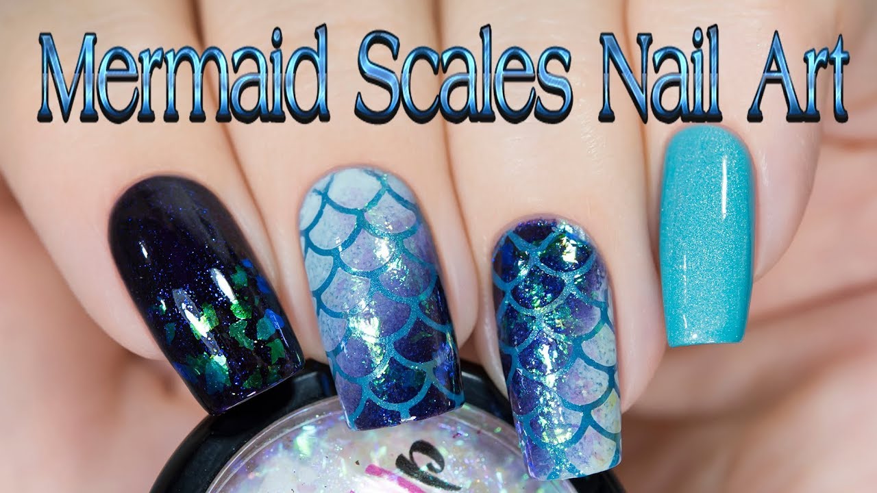 Mermaid Scales Nail Art / Дизайн ногтей "Чешуя Русалки" - YouTube
