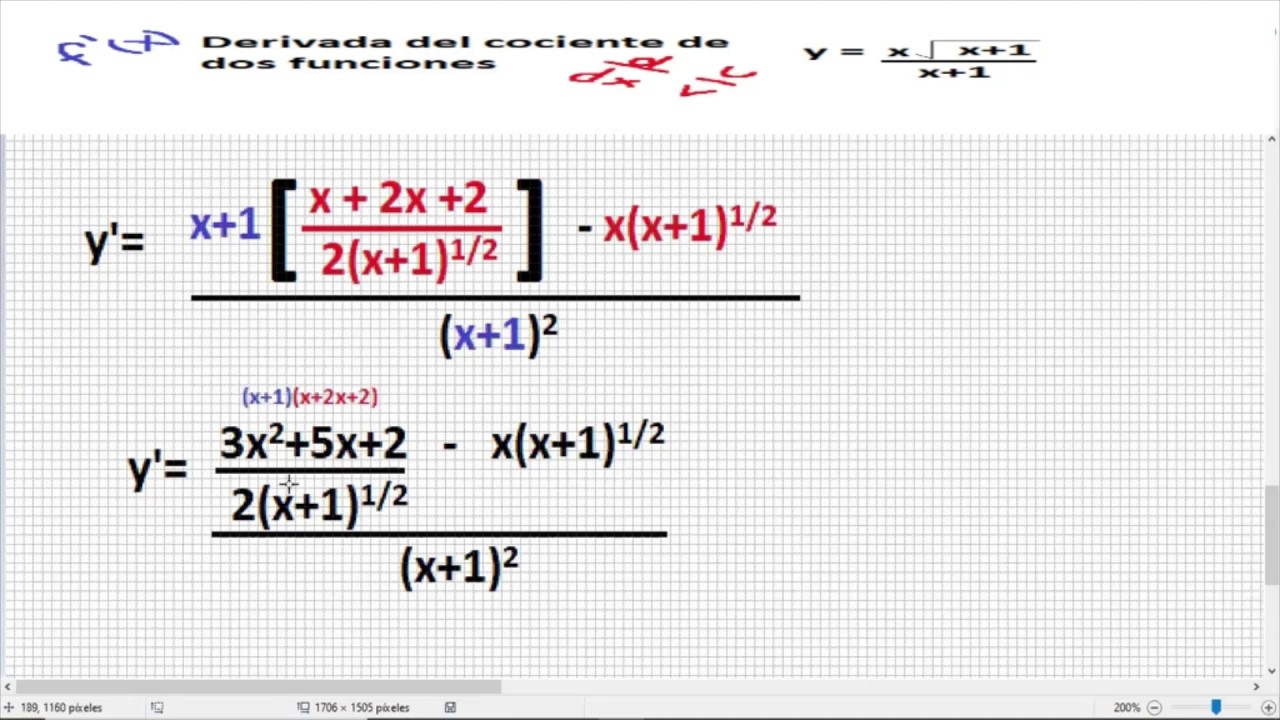 Derivadas -Ejemplo 6. Derivada de un cociente de funciones - YouTube
